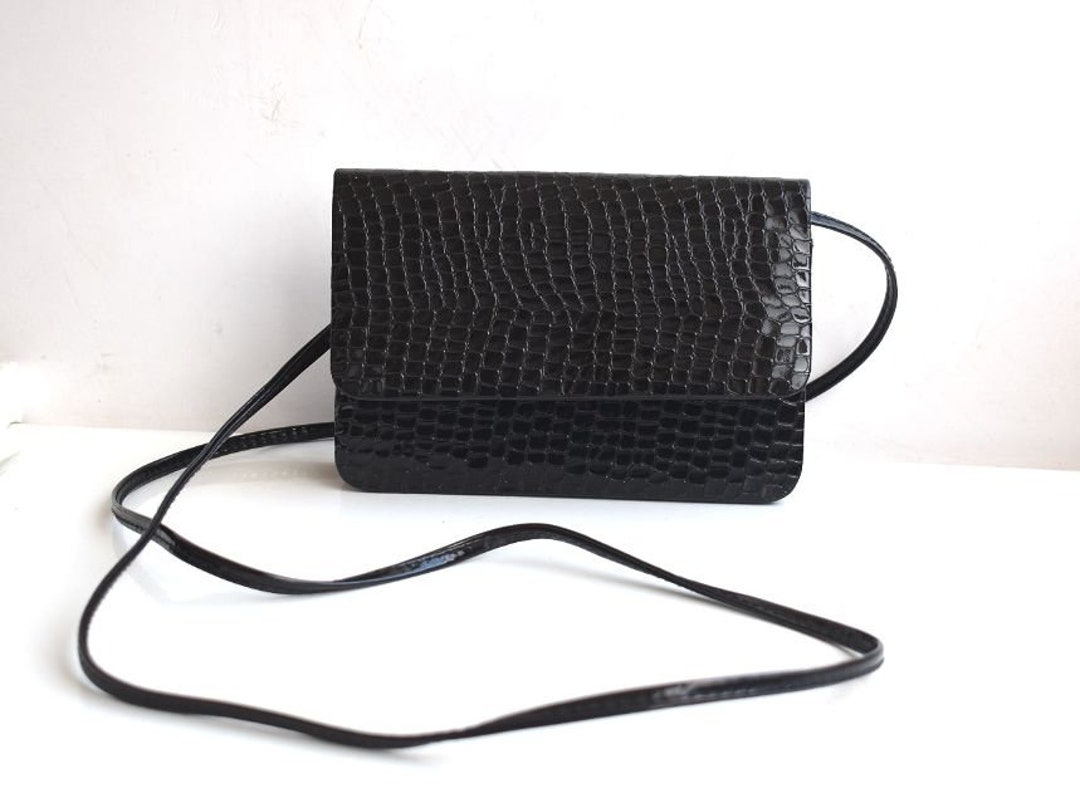 Vintage Sabrina Design Black Patent Small Bag Crossbody Faux Leather ...