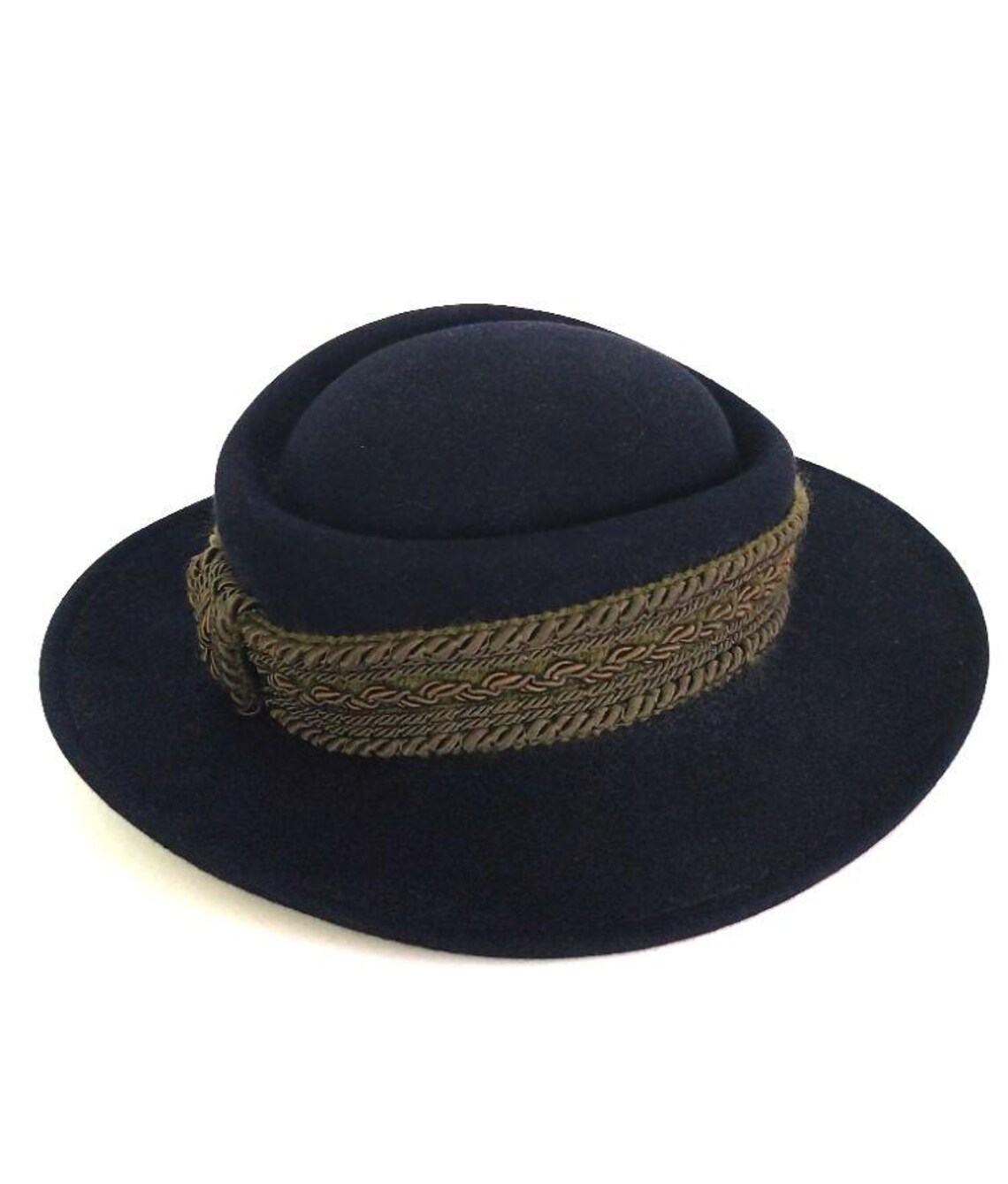 Vintage Breiter Ein Mayser Milz Hat Black Felt Hat Green Band Fedora ...