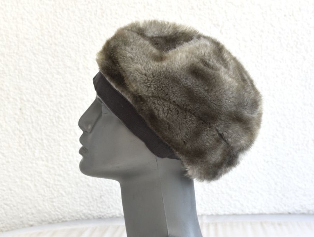 Vintage Gray Beret Hat Faux Fur One Size MCM Casual European Fashion ...
