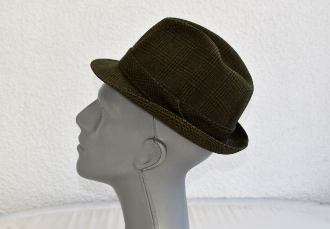 Vintage REGENT Men's Fedora Hat Trilby Green Check Wool Fedora Made in ...