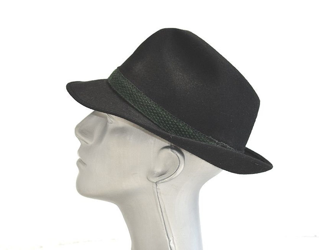 Vintage Lodenfrey Munchen Blue Green Fedora Hat Trachten Dirndl Felt ...