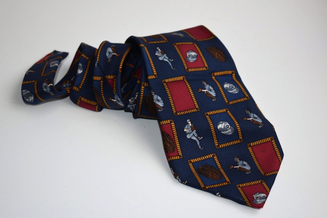 Vintage Gierre Tie Blue Red Baseball Necktie Milano Italy European Mens ...