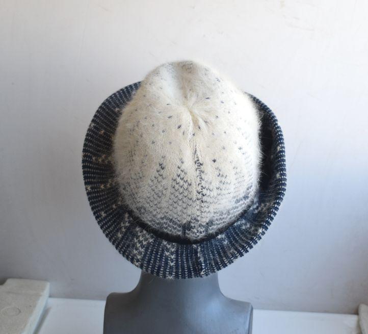 Vintage Blue White Fedora Hat One Size Women Accessory Polyester ...
