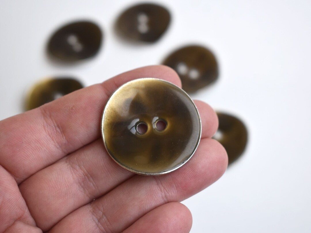 Vintage Set of 6 Large Metal Brown Enameled 3.3 Cm Buttons Dress ...