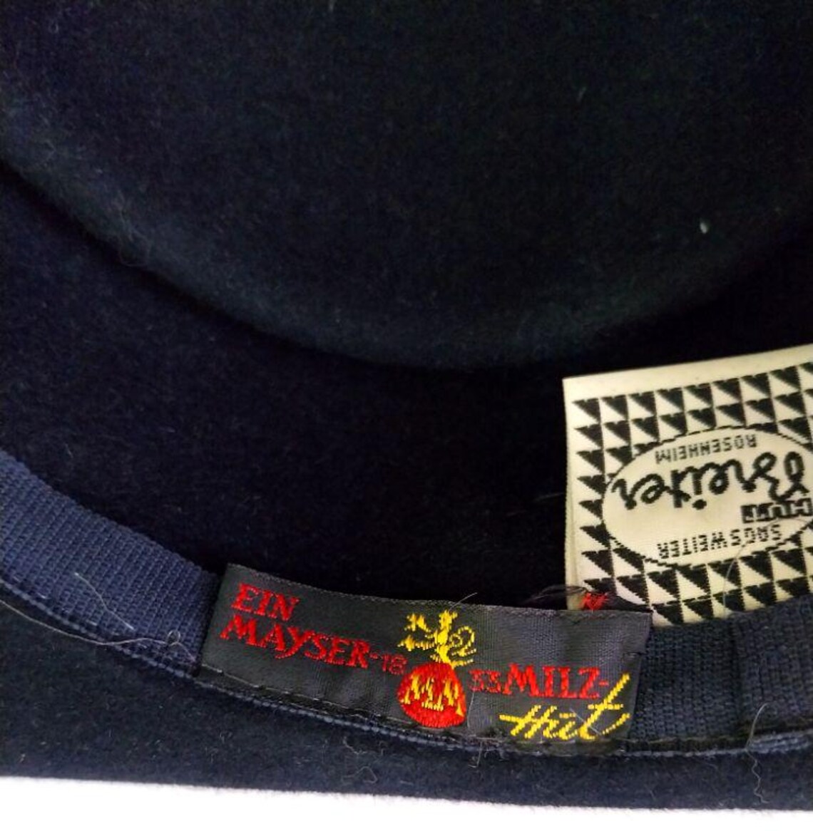 Vintage Breiter Ein Mayser Milz Hat Black Felt Hat Green Band Fedora ...