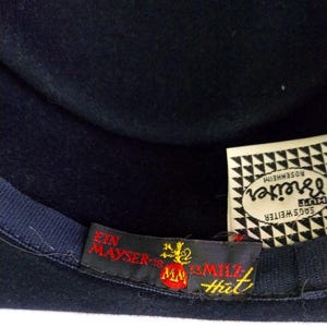 Vintage Breiter Ein Mayser Milz Hat Black Felt Hat Green Band Fedora ...