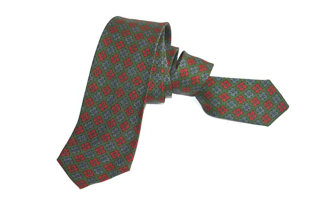 Vintage Michael Bedo K. G. Munchen Tie Necktie Green Red European Mens ...