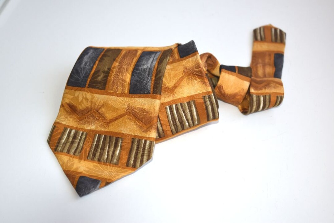 Vintage Alessandro Magno Tie Orange Necktie Italy European Mens Italian ...