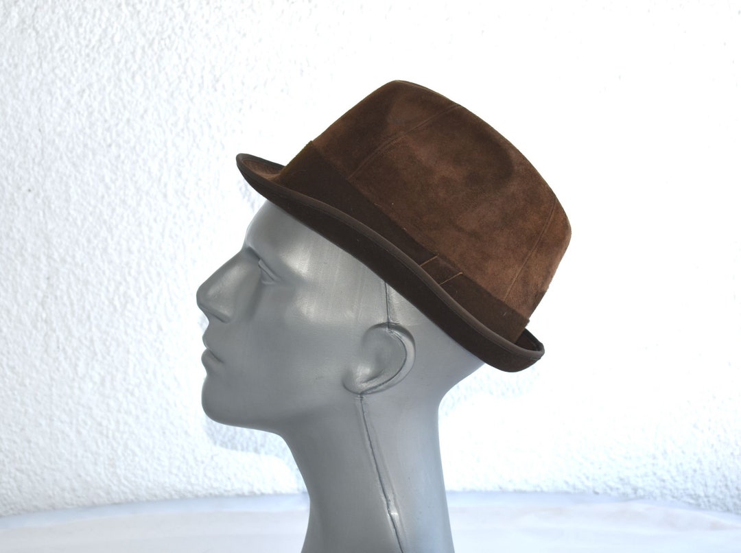Vintage Esko Markenhut Men's Fedora Hat Brown Suede Leather Fedora ...