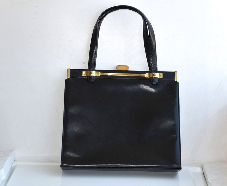 Vintage Black Natural Leather Every Day Handbag Shoulder Hand Bag ...