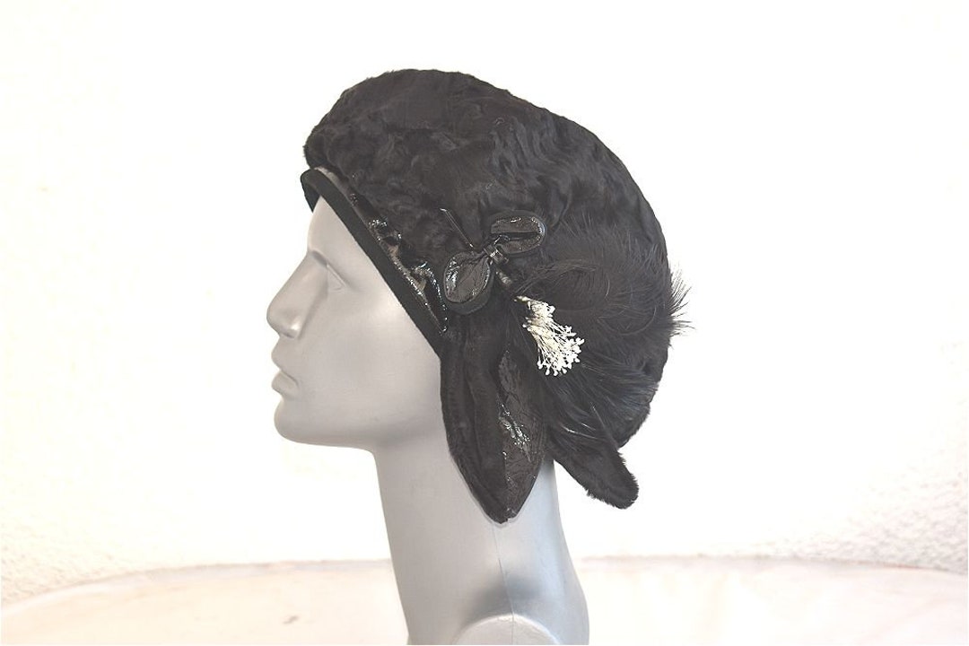 Vintage Fritsch Vocklabruck Black Flower Women's Beret Hat Polyester ...