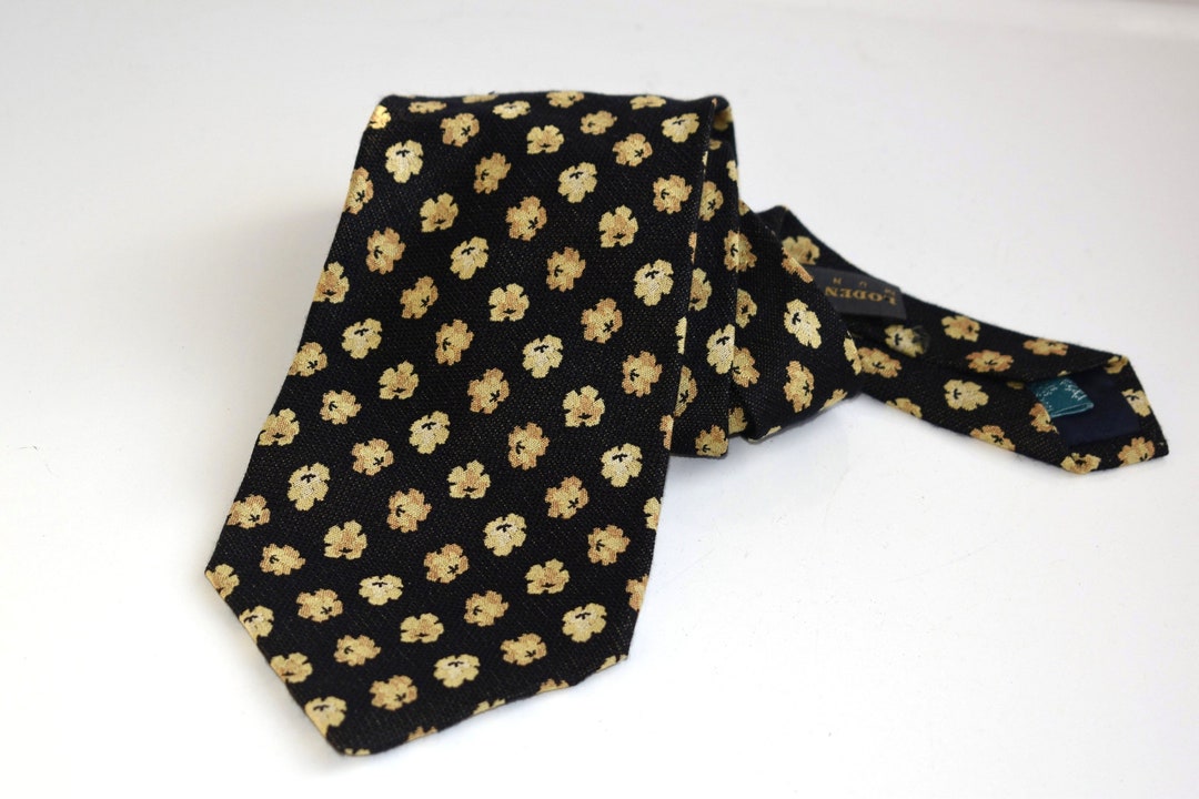 Vintage Bolgheri Silk Tie Necktie Black Yellow European Mens Italian ...