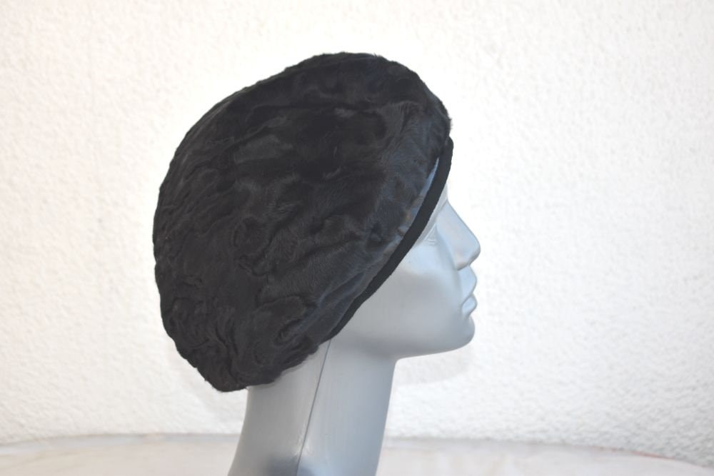 Vintage Fritsch Vocklabruck Black Flower Women's Beret Hat Polyester ...