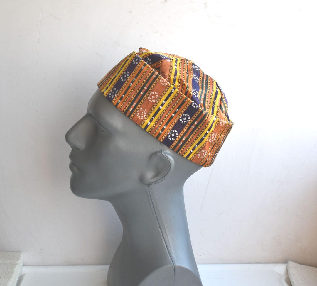 Vintage African Kente Kenti Kufi Satin Skull Pillbox African Kente ...