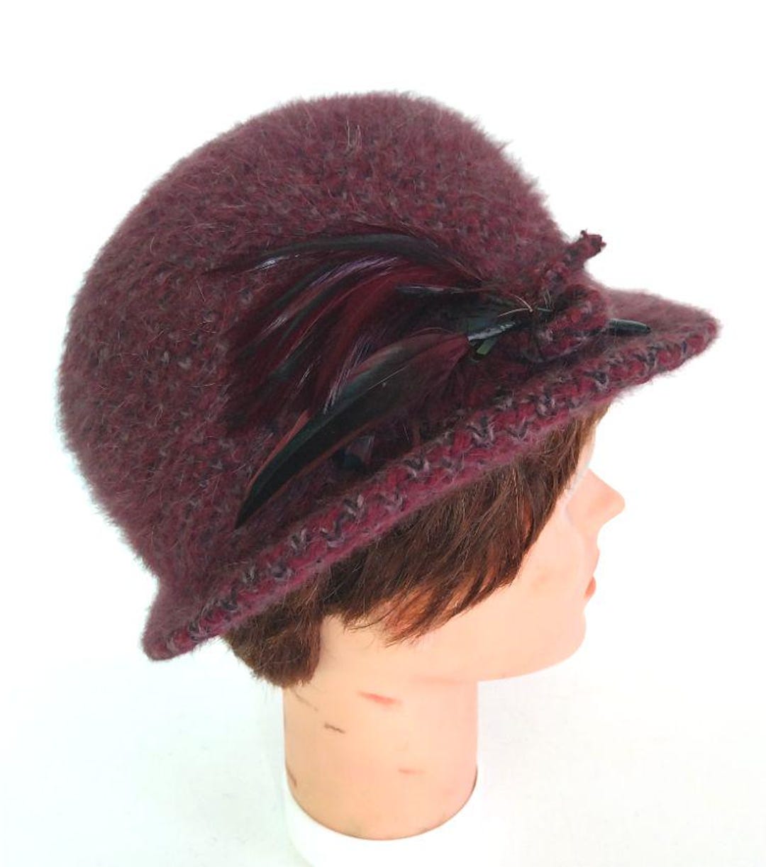 Vintage Favorite Modell Angora Wool Purple Red Feather Hunting Fedora ...