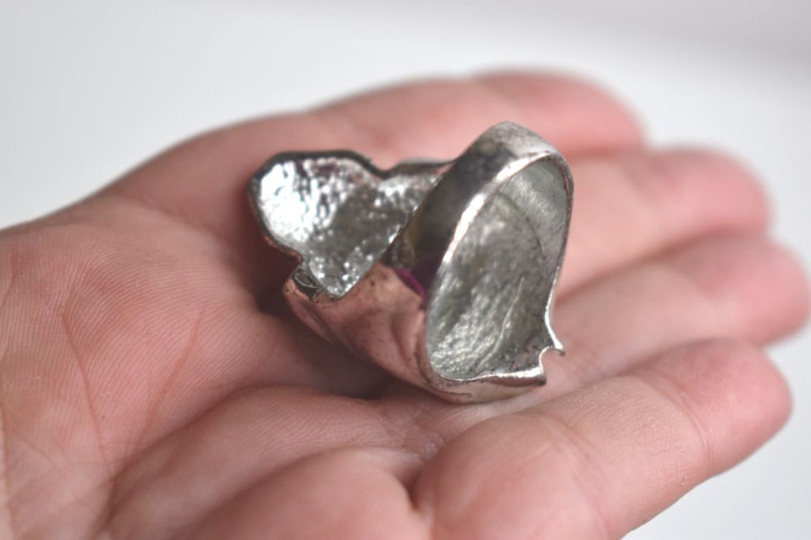 Vintage Biker Ring Ghost Rider Large Scull on Fire Flaming Skeleton ...