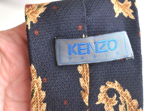 Vintage KENZO Paris Tie Paisley Pattern Navy Blue Nec… - Gem
