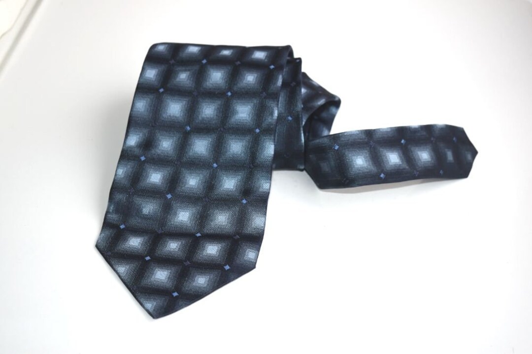 Vintage MONTI Tie Purple Blue Geometric Necktie Italy European Mens ...