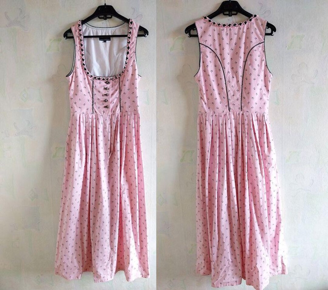 Vintage Stockerpoint Dirndl Dress Size 38 Pale Pink Floral Pattern ...