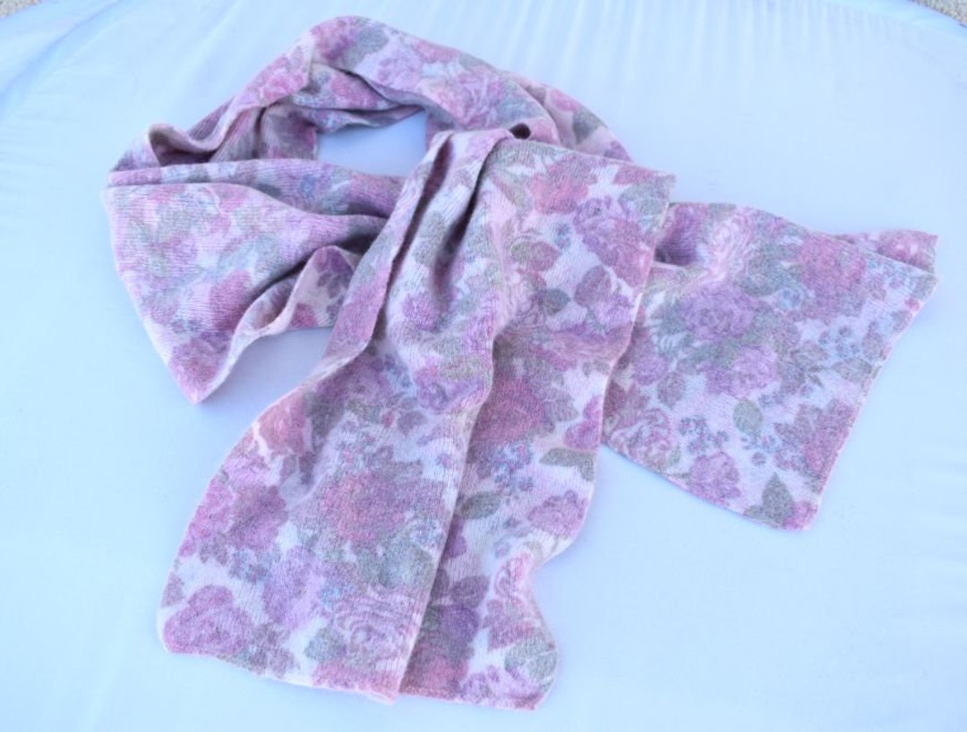 Vintage Pink Flowers Scarf Acrylic Unisex Fall Winter Neck Scarf ...