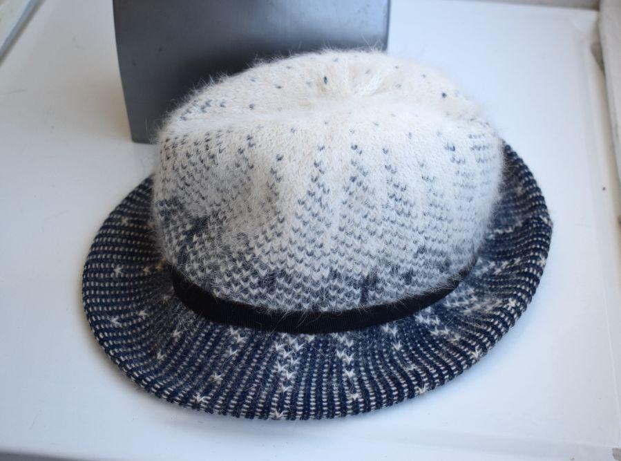 Vintage Blue White Fedora Hat One Size Women Accessory Polyester ...