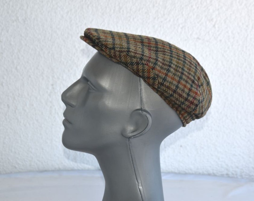 Vintage Pure Wool Mens Flat Cap Baker Boy Wool Hat Cap Newsboy Headgear ...