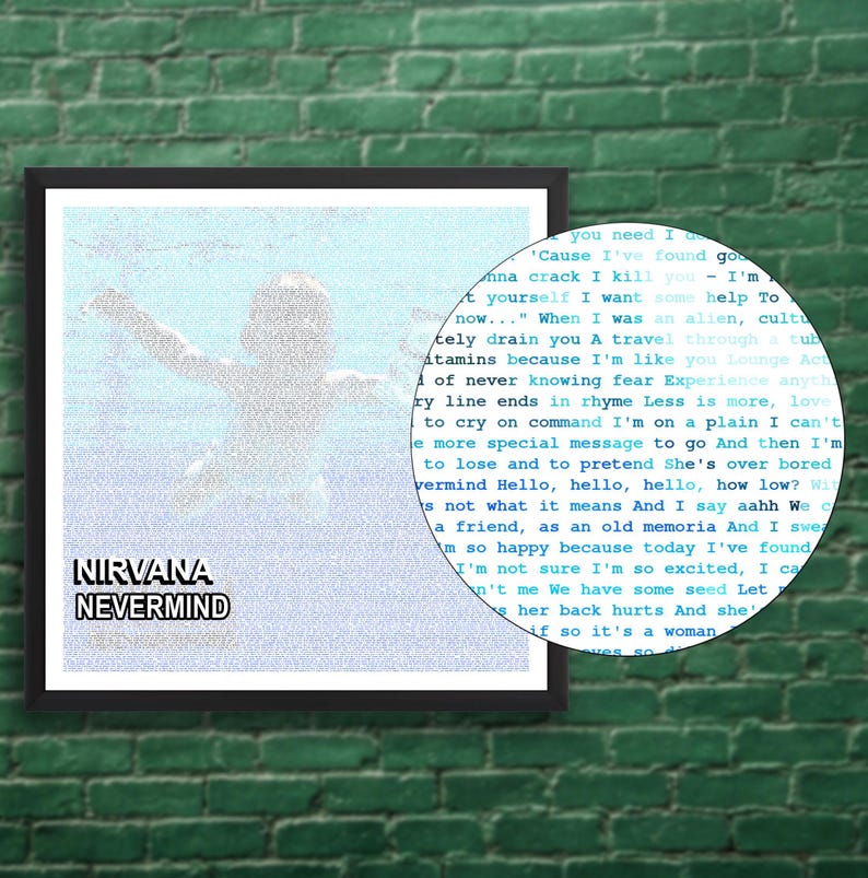 Nirvana Nevermind - Album Cover Art - Text Art - Etsy Australia