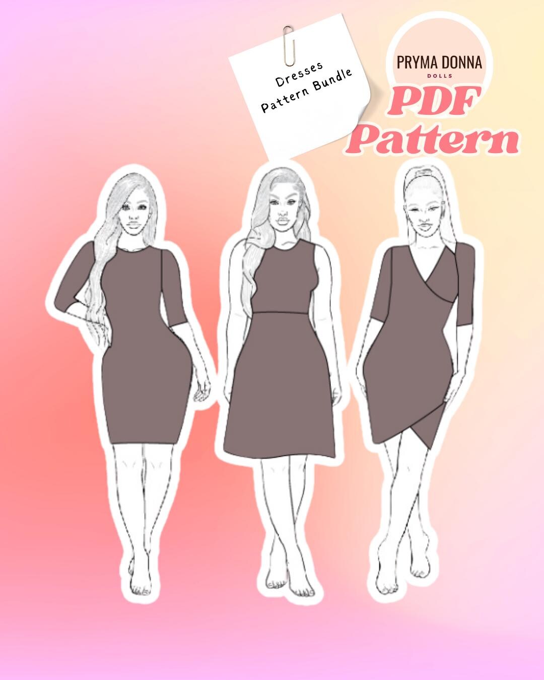 PDF Doll Clothes BUNDLE Pattern for CURVY Fashion Doll - Etsy