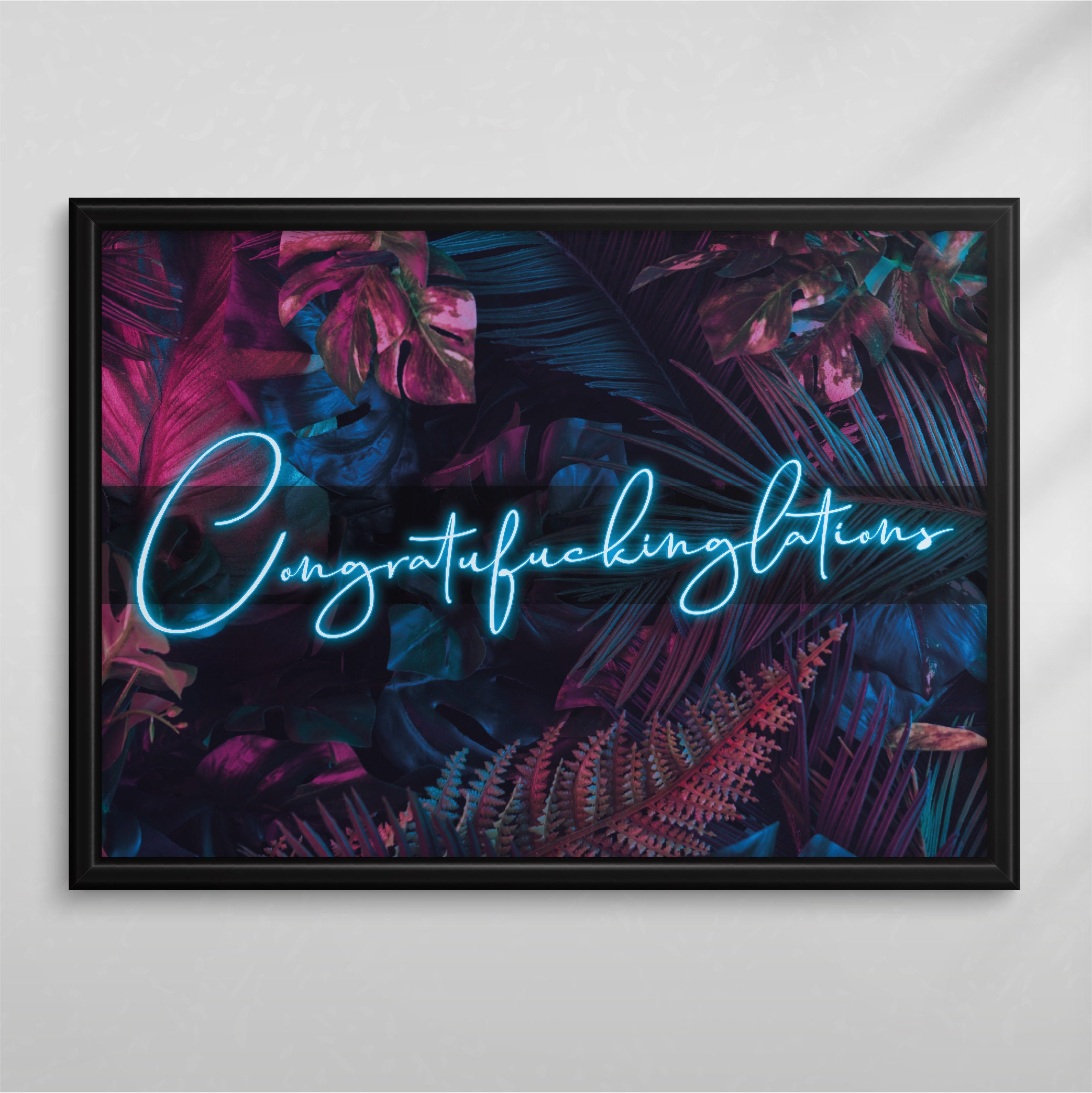 Congratufuckinglations Rude Poster // Neon Effect Sign Neon - Etsy UK