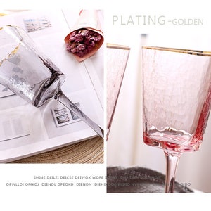 Gold Rim Glass Wine Glass Triangle Wine Glass Glass - Etsy