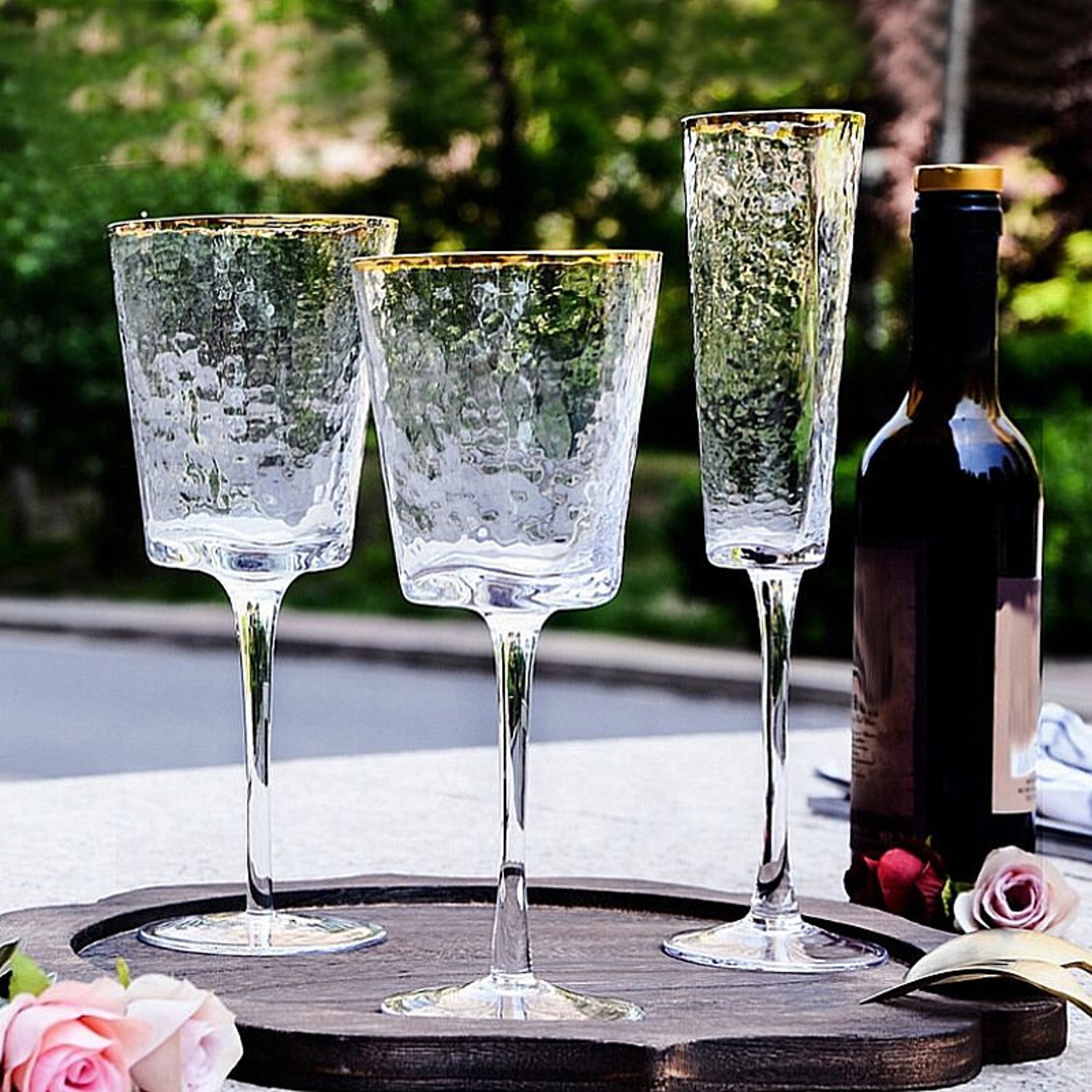 Gold Rim Glass Wine Glass Triangle Wine Glass Glass - Etsy