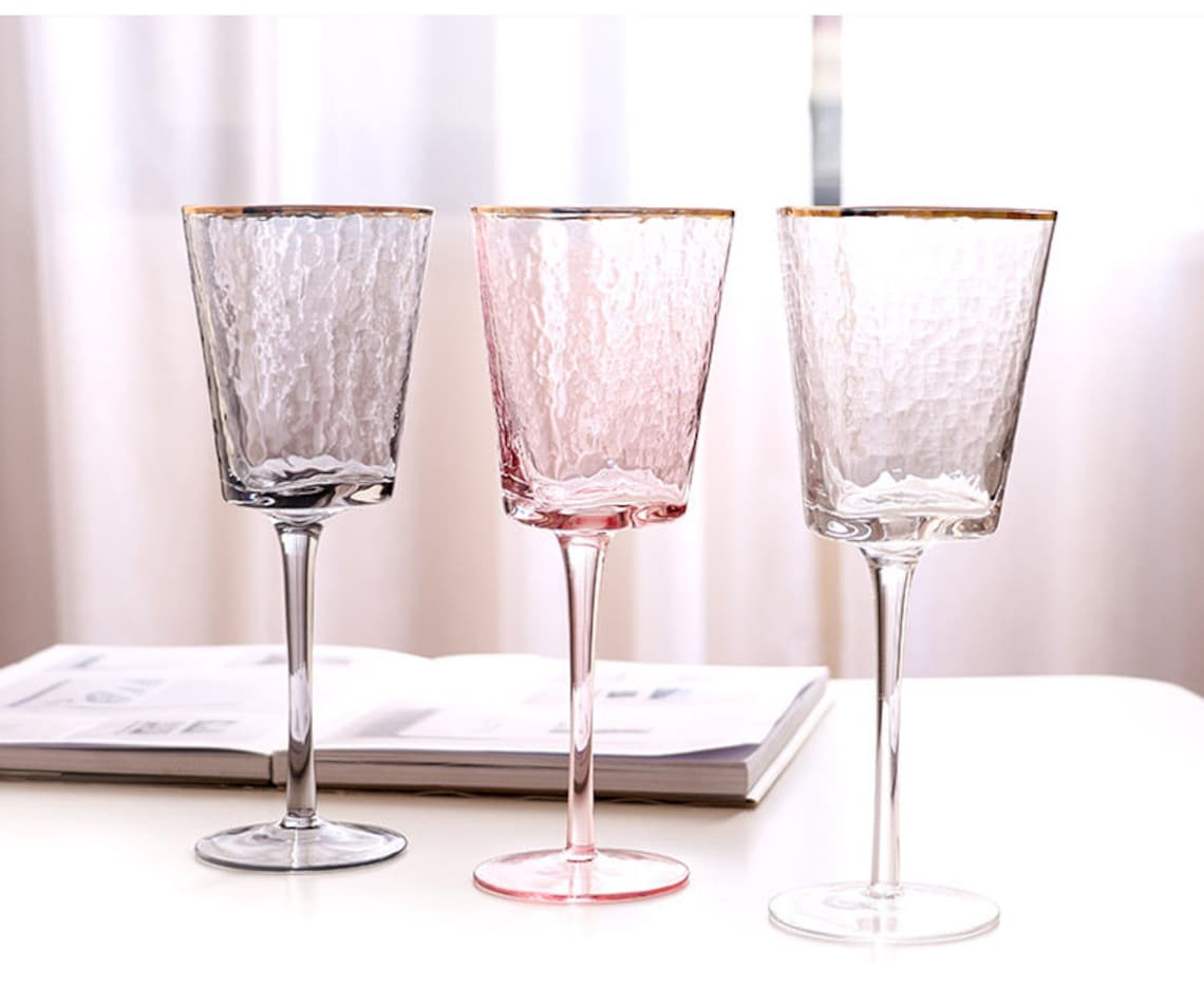 Gold Rim Glass Wine Glass Triangle Wine Glass Glass - Etsy