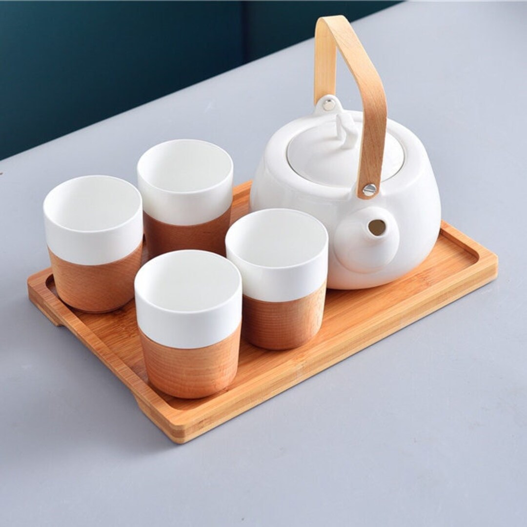 Porcelain Tea Setjapanese Tea Set Solid Wood Ceramic Tea - Etsy