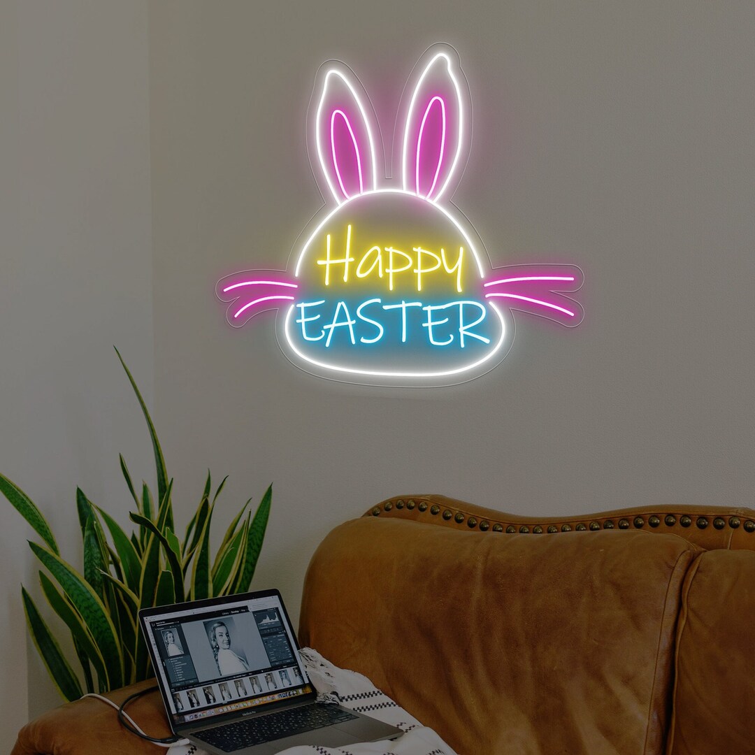 Easter Bunny Neon Sign Custom Neon Sign Easter Decor Easter Gifts Party ...