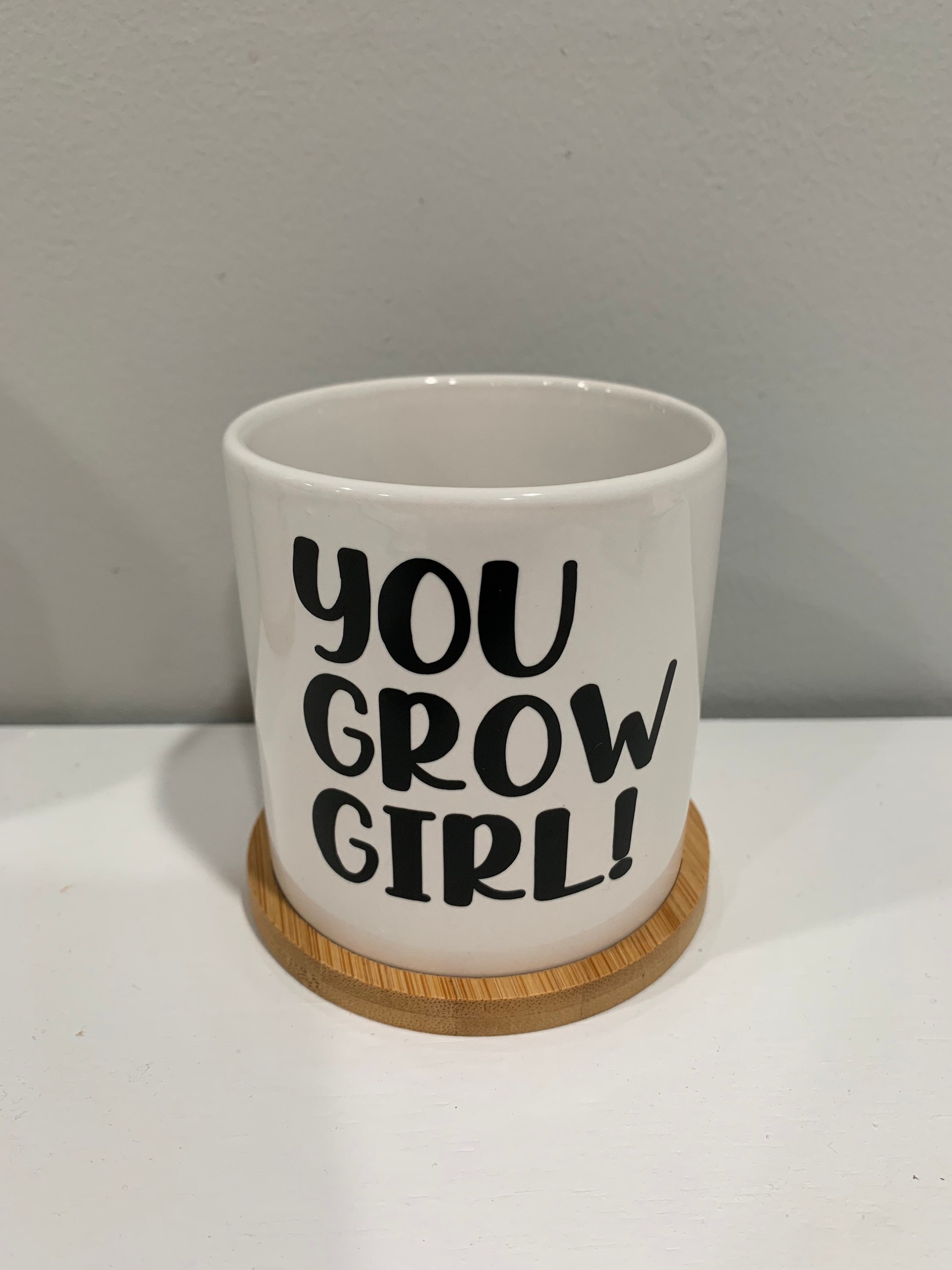 White 3 Inch Ceramic Planters With Bamboo Saucer - Etsy