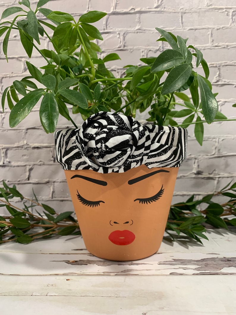 Terracotta Face Planter Pots With Headwrap Pot Head - Etsy