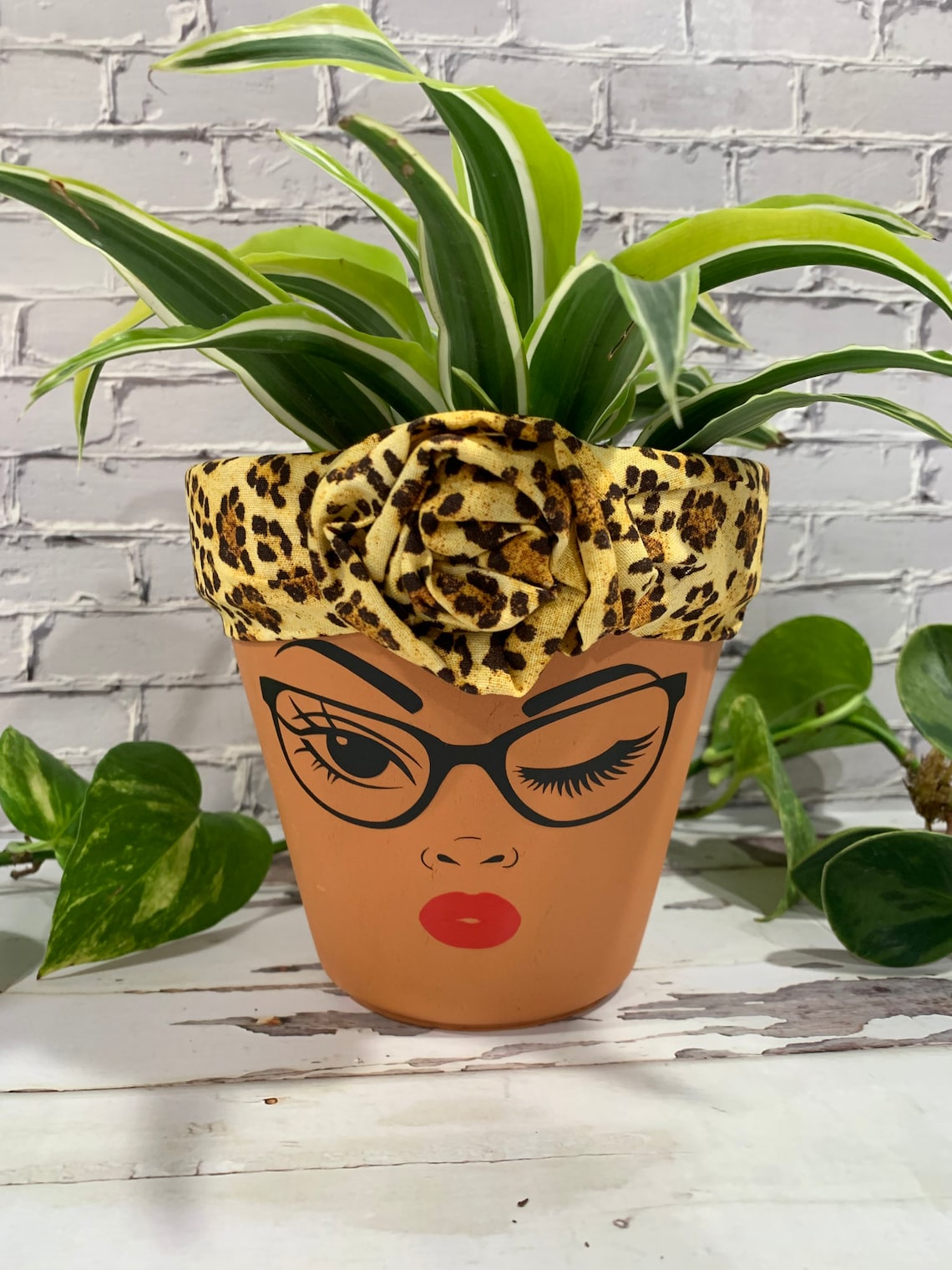Terracotta Face Planter Pots With Headwrap Pot Head - Etsy