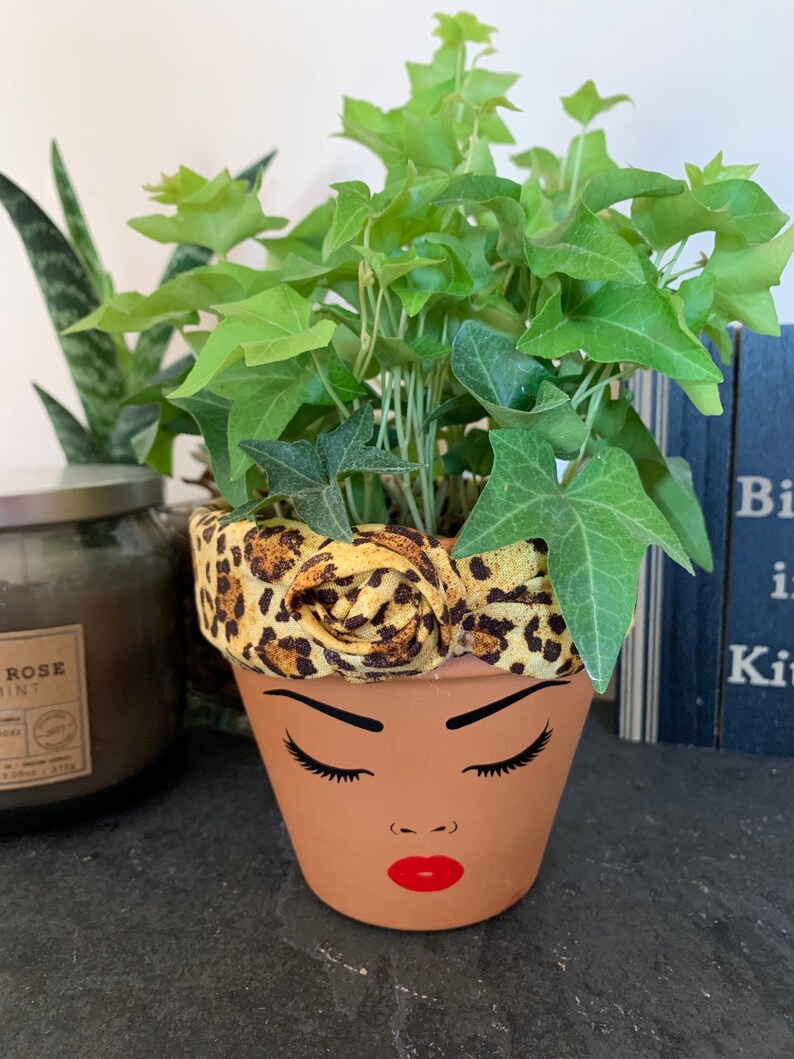 Terracotta Face Planter Pots With Headwrap Pot Head - Etsy