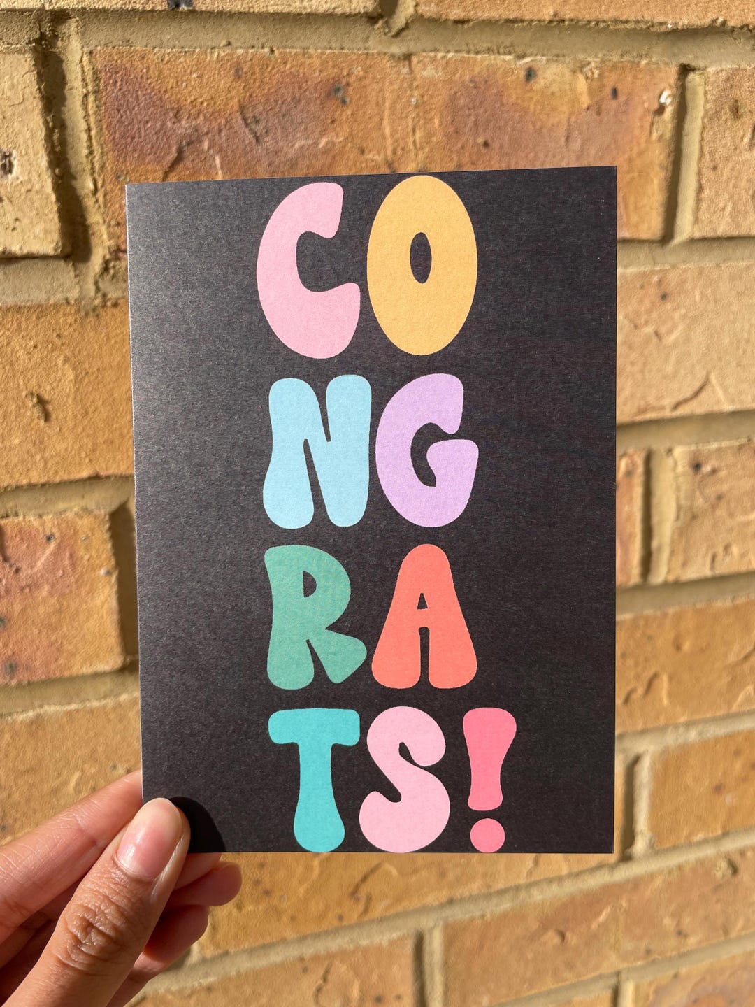 Congrats Card - Colourful Congratulations Card - Black and Pastel Card ...