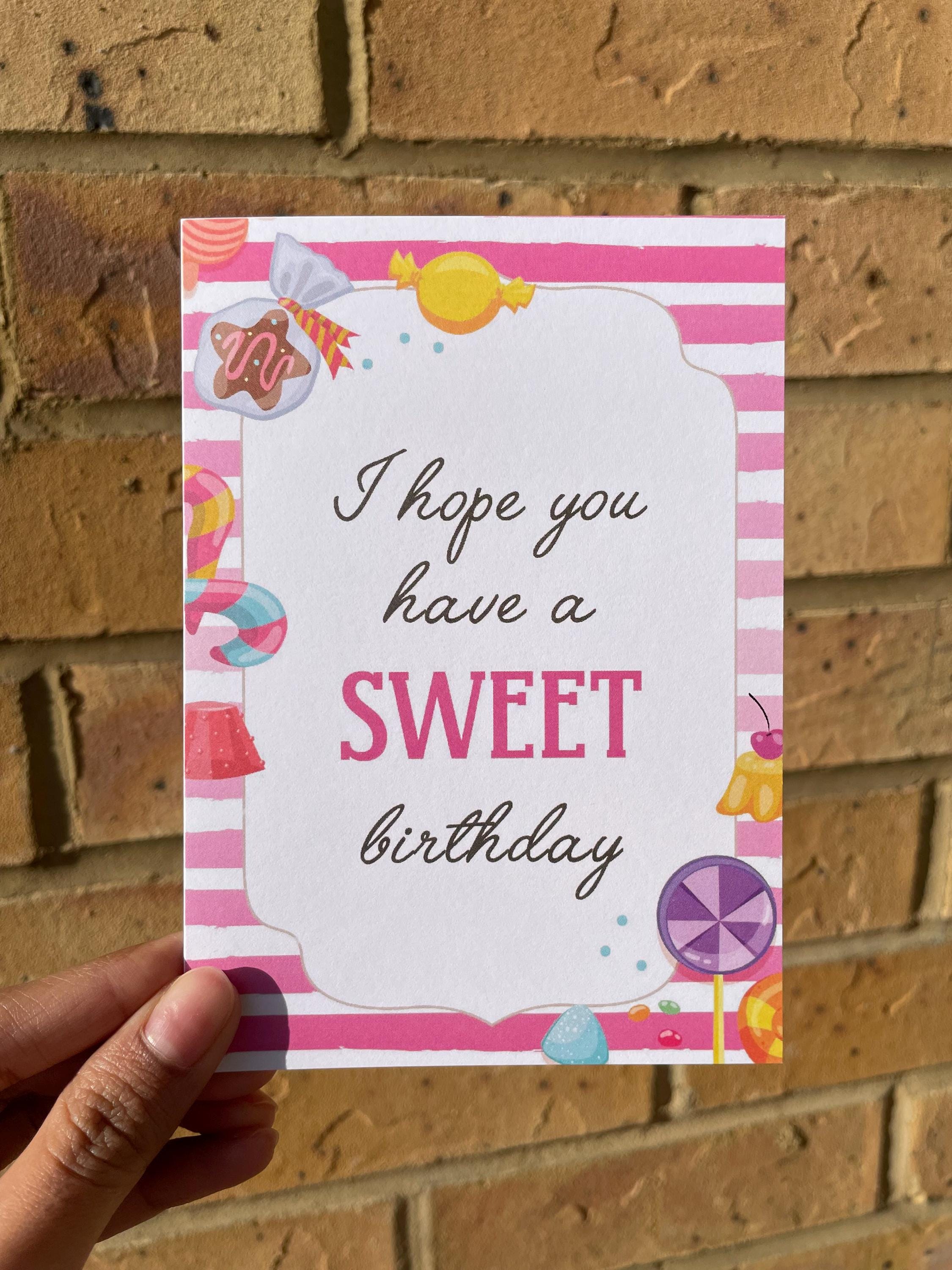 Sweet Birthday Card Candy Theme - Pink Lollipop Birthday Card - A6 Size ...