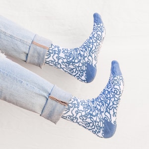 Blue Socks | Comfy Socks | Gift for Him | Hiking Sock | Abstract Art ...