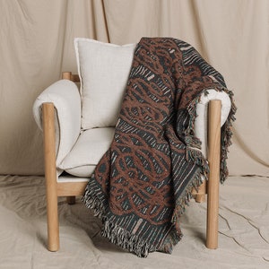 Large Abstract Woven Throw Blanket | Scribble Pattern Throw Blanket ...