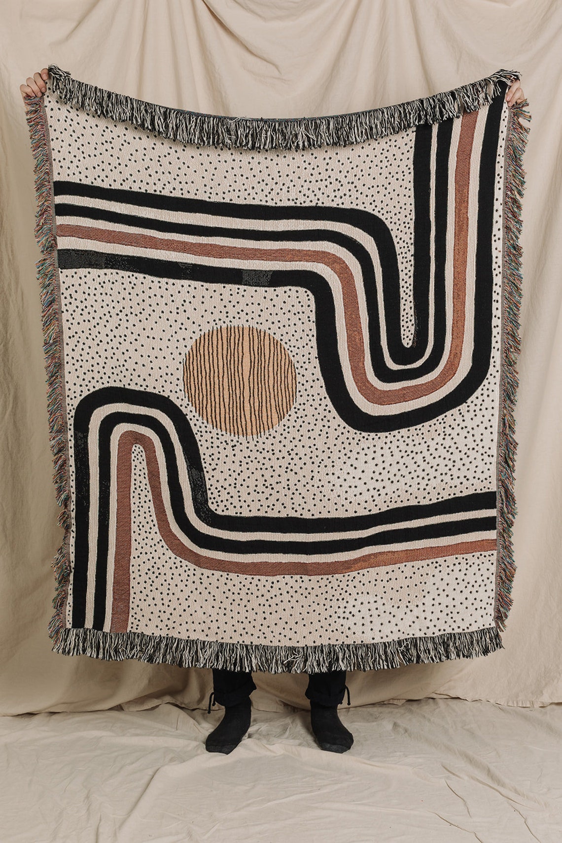 Large Abstract Throw Blanket Woven Throw Mid Century - Etsy UK
