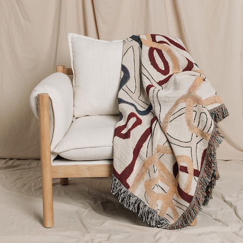 Large Abstract Woven Throw Blanket Scribble Pattern Throw | Etsy