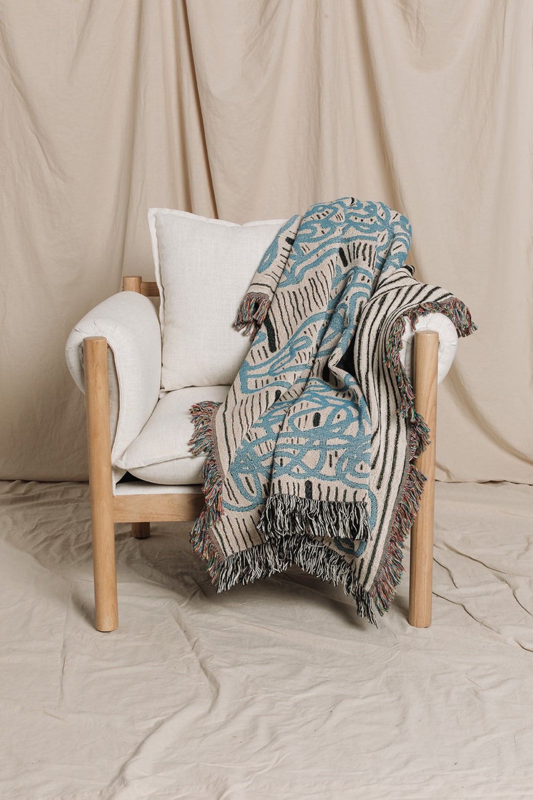 Large Abstract Woven Throw Blanket | Scribble Pattern Throw Blanket ...