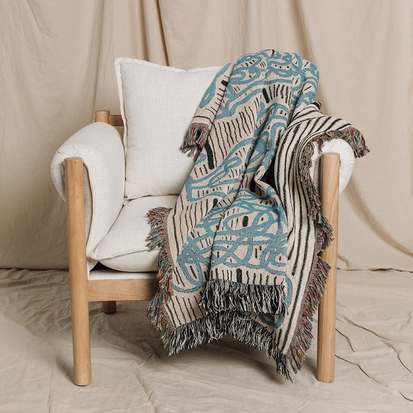 Blue Pattern Throw Blanket - Etsy