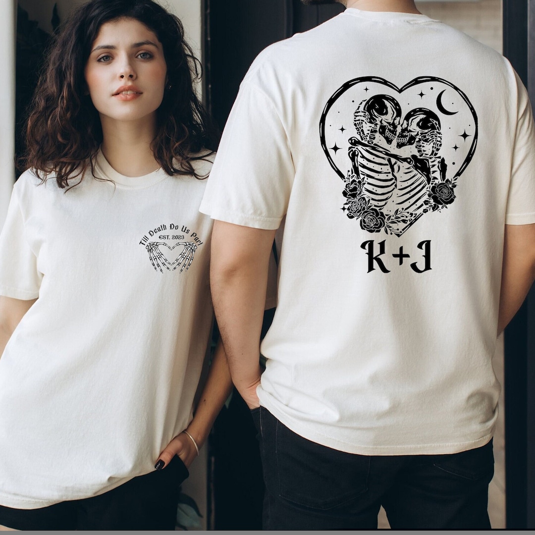 His and Hers Halloween Skeleton Matching Couple Tshirts, Husband Wife ...