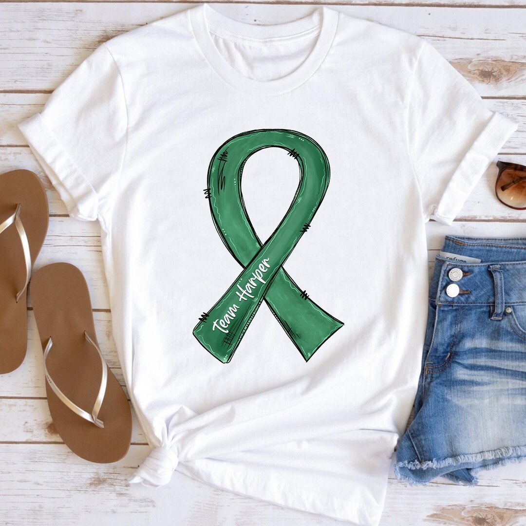 Liver Cancer Ribbon Shirt, Green Ribbon Awareness Tee, Team Green ...