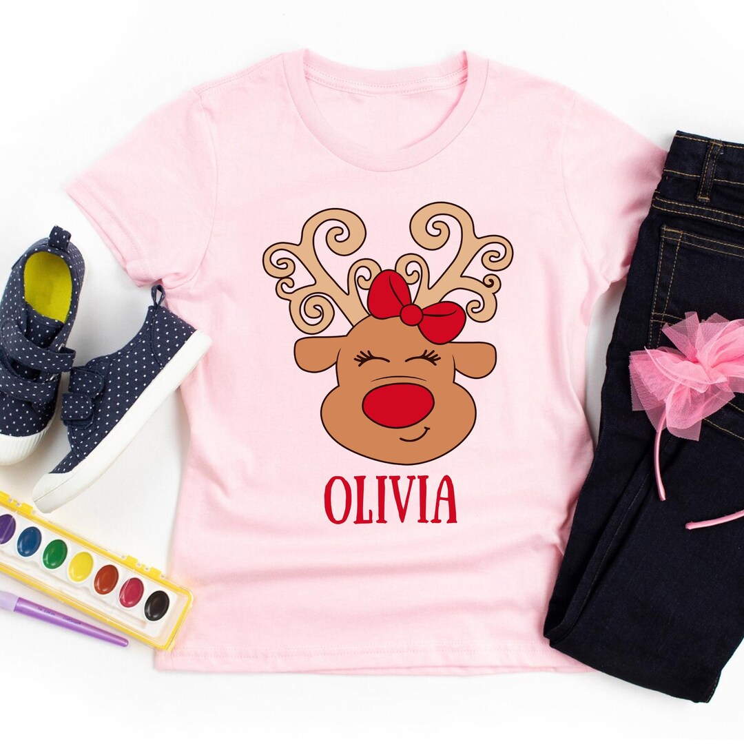 Girls Reindeer Shirt, Kids Christmas Shirt, Toddler Christmas Shirt ...