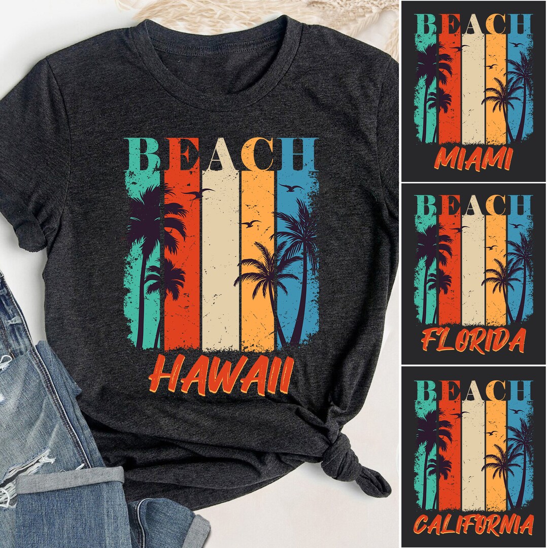 Summer Beach With Palm Trees Shirt, Beach Vacation T-shirt, Any ...